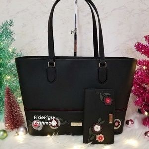 kate spade | Bags | Kate Spade Medium Dally Flower Tote Wallet Set ...